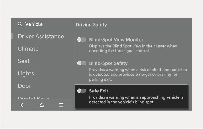 Safe Exit Warning settings