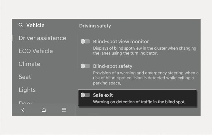 Safe Exit Warning settings