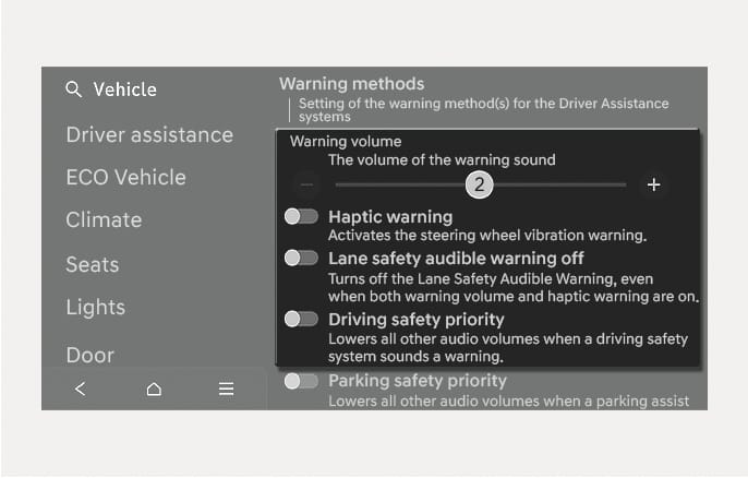 Lane Keeping Assist settings