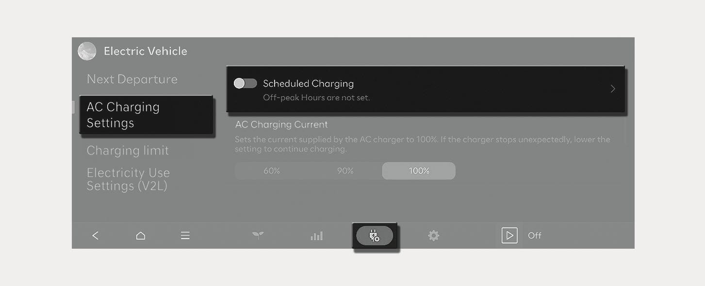 Setting the Options for the AC Charger